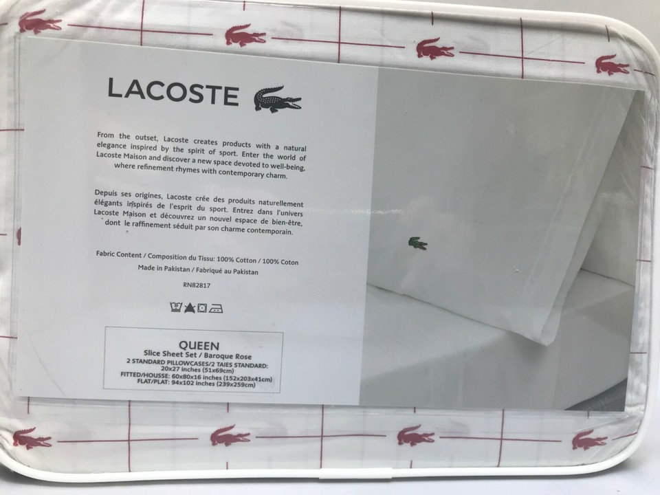Lacoste Queen Slice Sheet Set 100% Cotton Percale Logo Printed | eBay