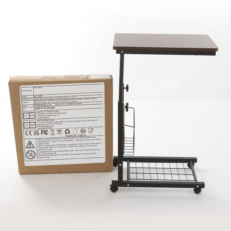 Adjustable Bed Side Table, Side Table with Wheels, Mobile Standalone ...