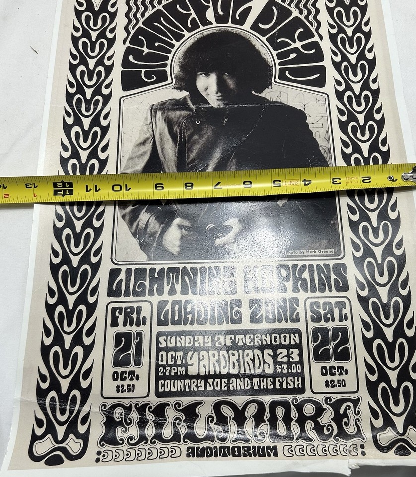 Grateful Dead Lightnin Hopkins Fillmore Poster BG32 Wes Wilson Vintage ...