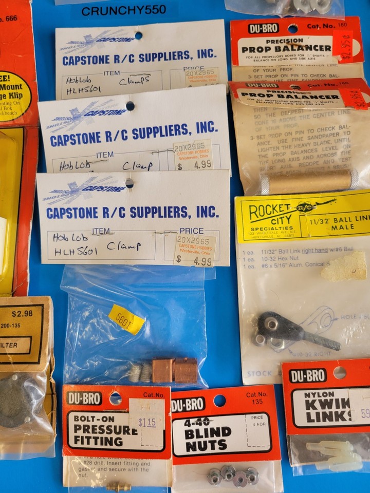RC Airplane Misc. Parts Lot (77) Pieces Du-Bro Hardware Carl Goldberg ...