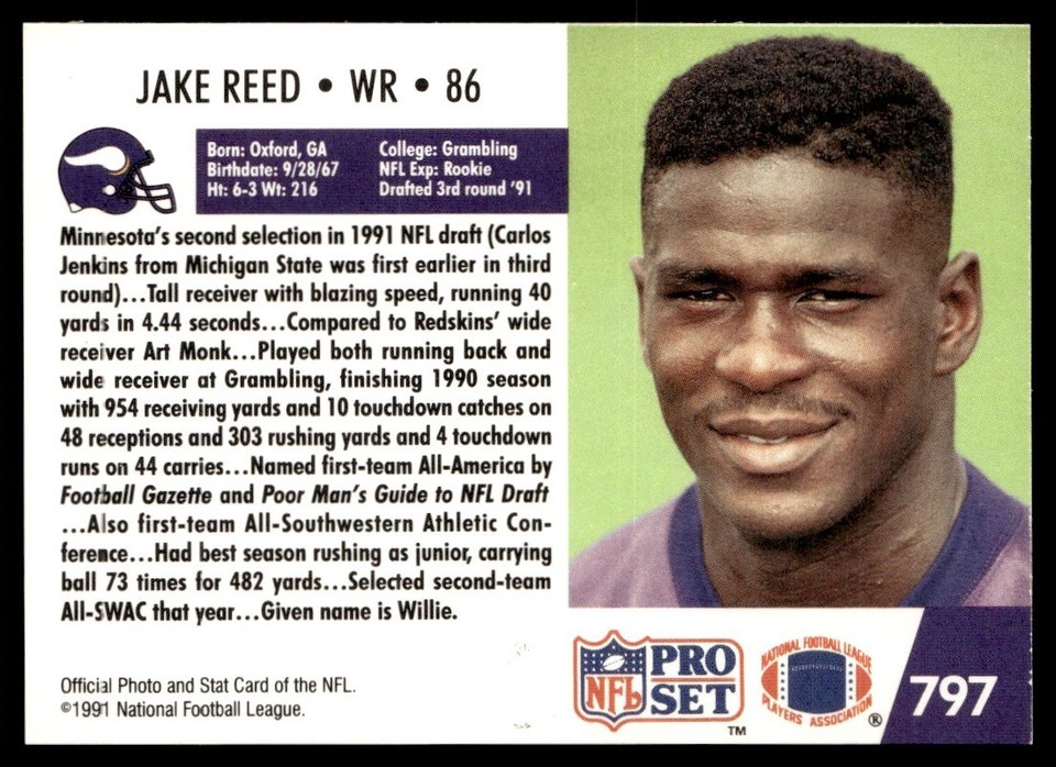 1991 Pro Set Jake Reed Rookie #797 | eBay