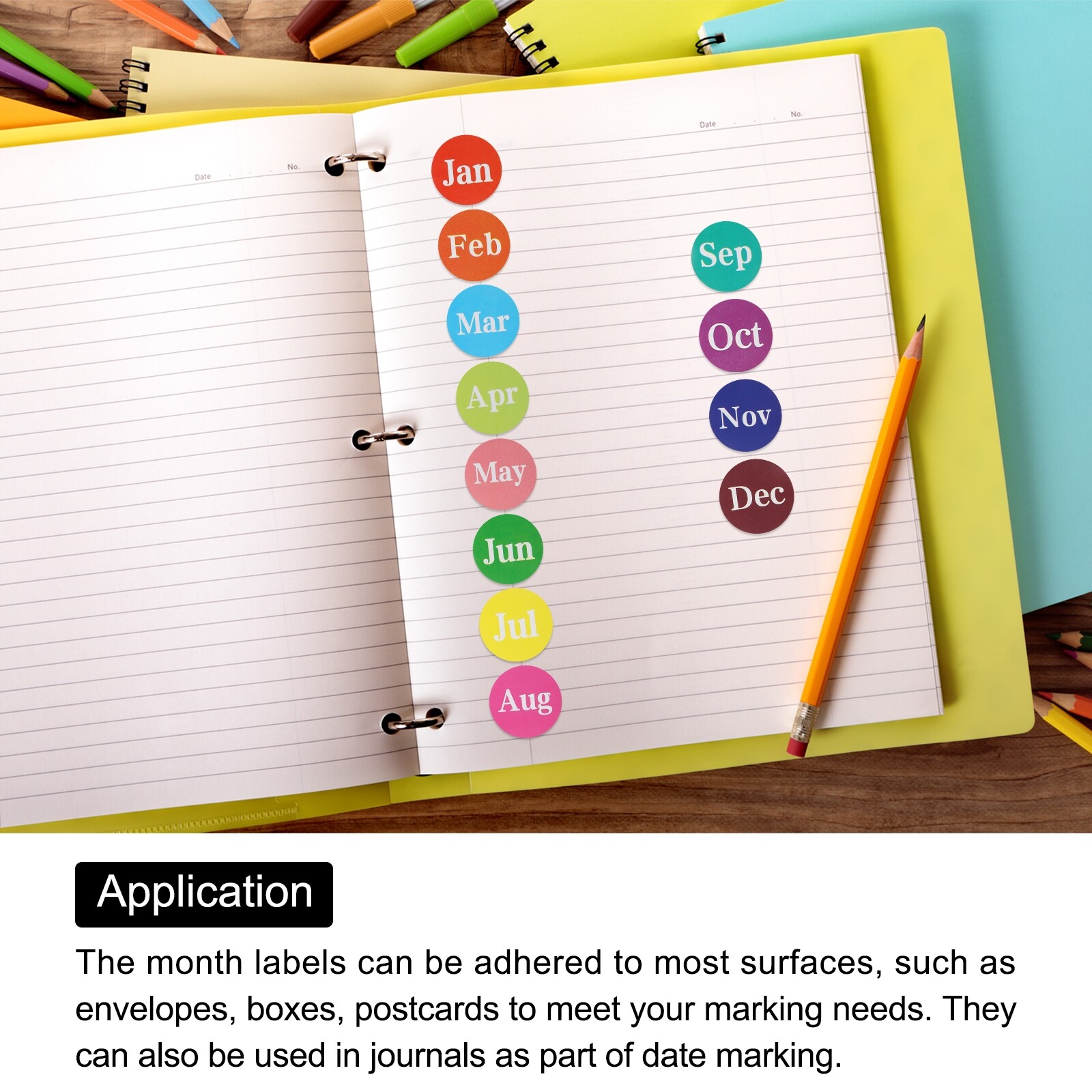 12 Roll Round Month Labels 1 Inch DIY Color Coding Circle Stickers 12 ...
