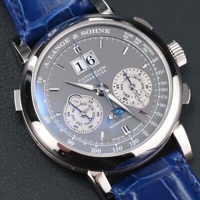 A Lange & Sohne Datograph Perpetual 41mm White Gold Moonphase Blue Date ...
