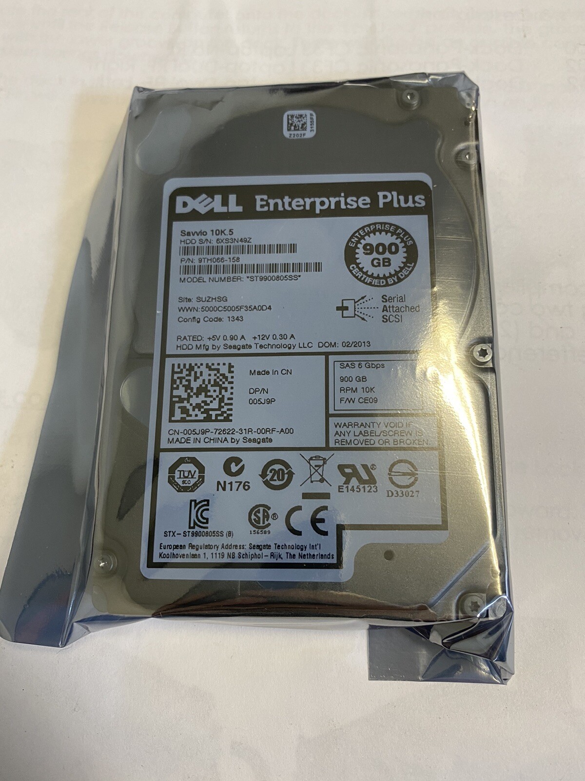 05J9P DELL Enterprise Plus 900GB 10K 6G SFF 2.5'' SAS HDD ST9900805SS ...