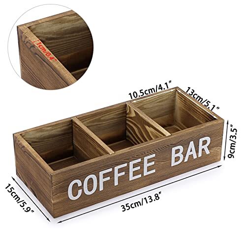 ELLDOO Coffee Pod Holder Storage Coffee Bar Wooden Storage Box with ...