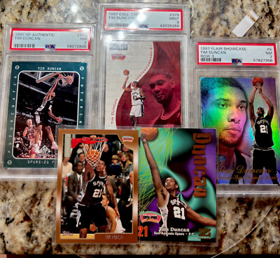1997 Tim Duncan Rookie Card Lot PSA Graded + Raw 5 Cards Fleer Topps ...