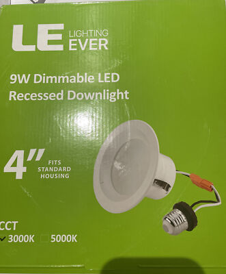 New LE 4” LED Downlights Dimmable E26 9W 540 Lumens, 3000K Warm White ...