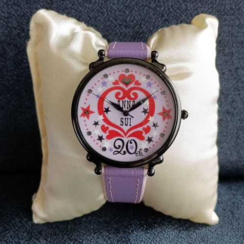 Anna Sui Colorful Heart & Star Dial Watch Purple Leather Band Used | eBay