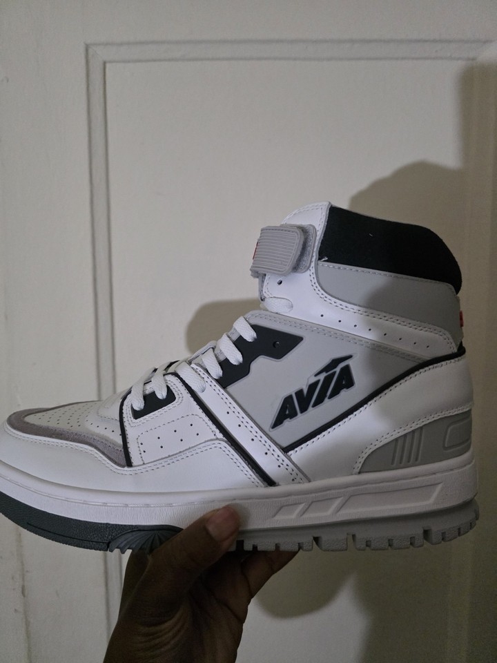 Avia 880 Basketball High Top Sneakers White Black Gray Lace Hook Loop ...