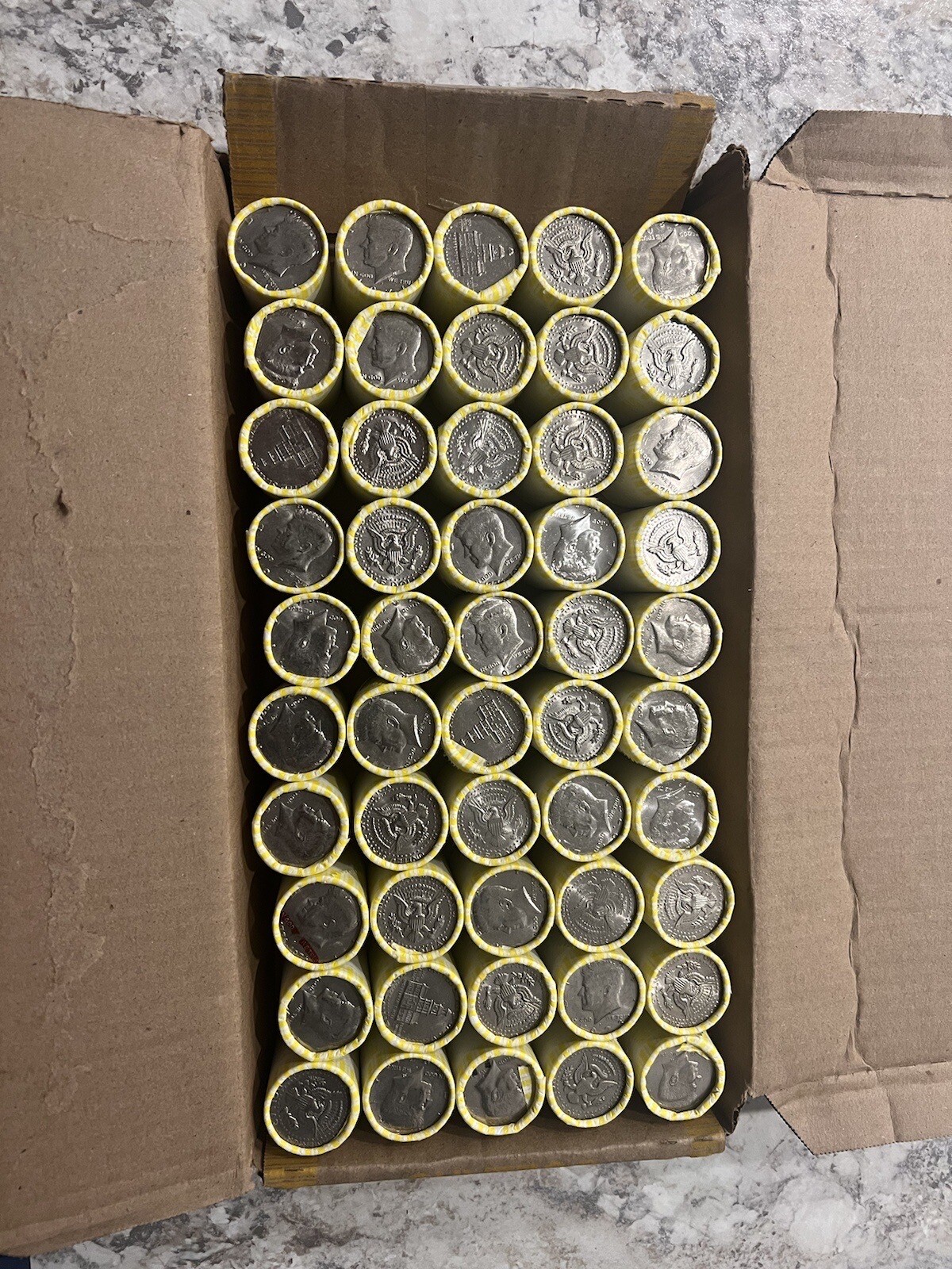 Unsearched Half Dollar Bank Sealed Roll Of 50 Cent Pieces. 20 Total ...