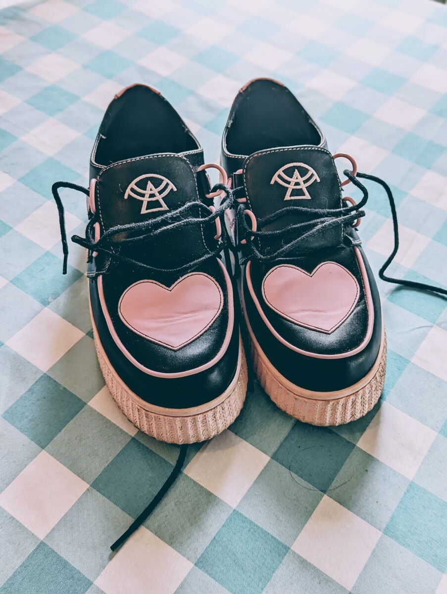 Strange Cvlt Krypt Heart Black Pink Platform Shoes Sz 10 Strange Cvlt Krypt Heart Black Pink Platform Shoes Sz 10