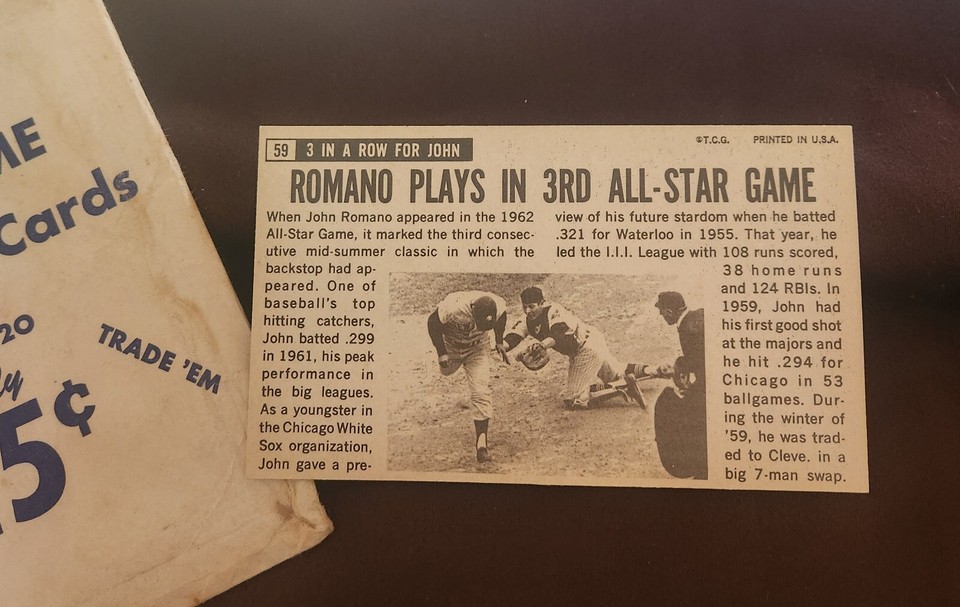 1964 Topps Giant Baseball Card-John Romano | eBay