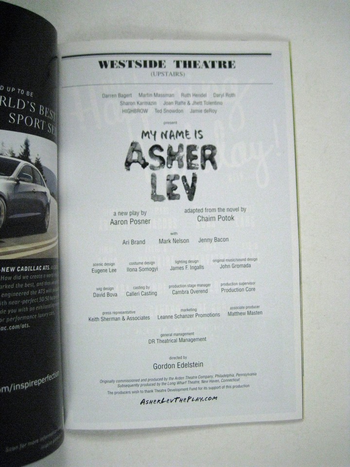 My Name is Asher Lev Playbill 2012 Westside Theatre Ticket Brand Nelson ...
