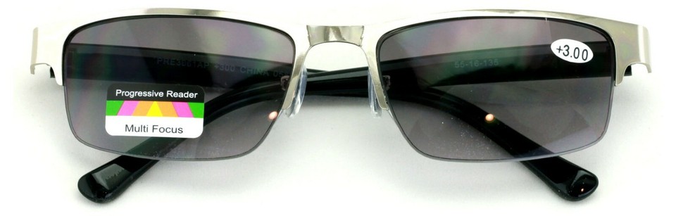 Metal Rectangle Progressive No Line Reading Glasses Tri-Focal ...