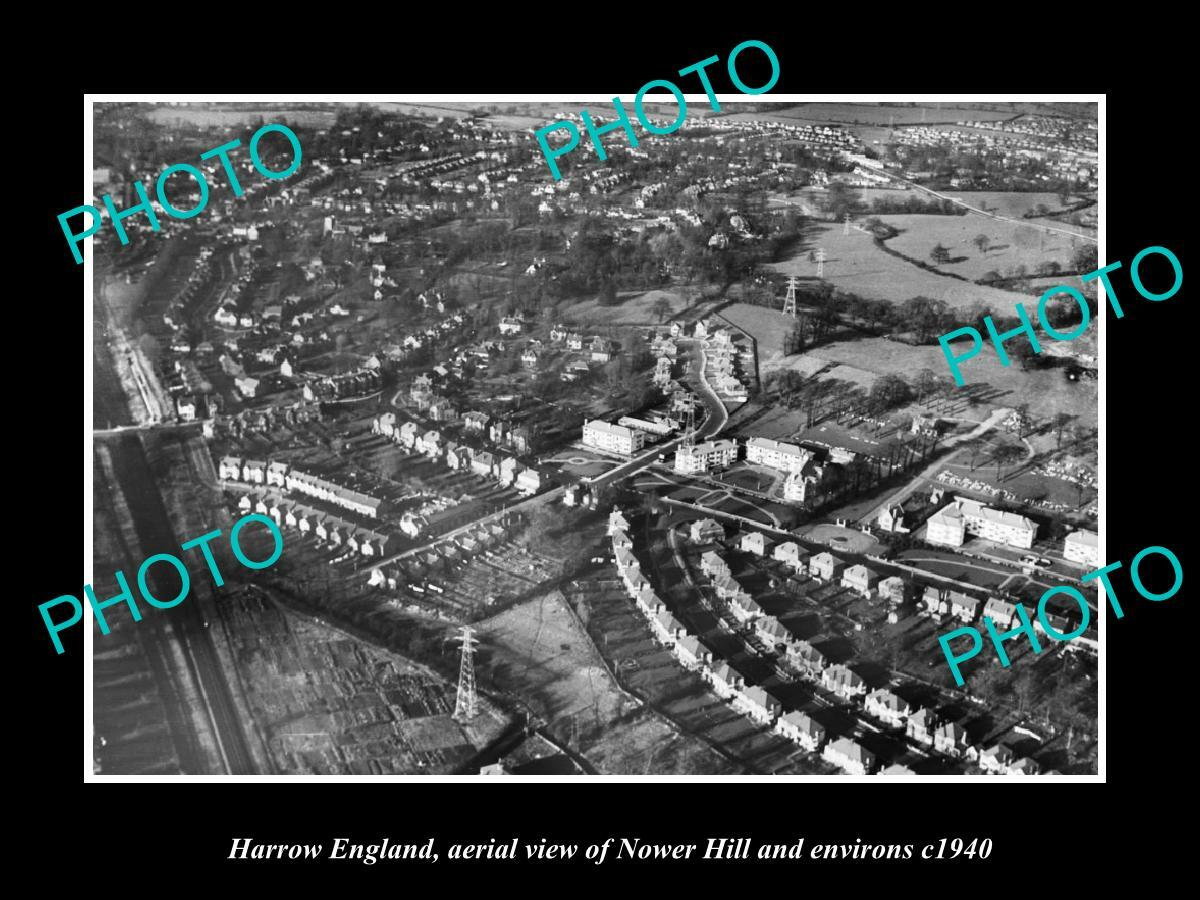 OLD 8x6 HISTORIC PHOTO HARROW ENGLAND AERIAL VIEW OF NOWER HILL c1940 ...