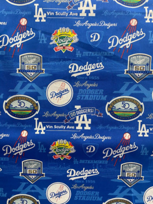 Blue Dodgers Baseball 100% Cotton Fabric by the yard 45" Wide | eBay