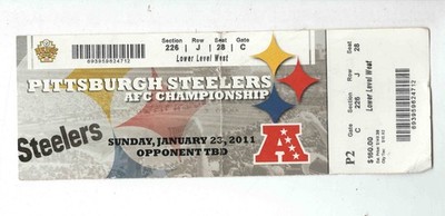 2011 AFC Championship Pittsburgh Steelers NY Jets Ticket Ben ...