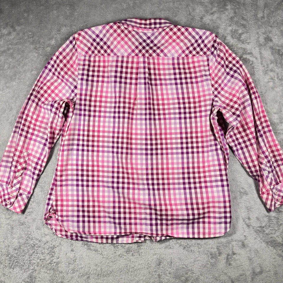 Talbots Pink Purple Gingham Button-Up Womens XL Petite Preppy ...