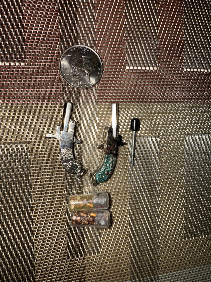 Two Antique 2mm Mini Pinfire Cap Gun Key Chain Pocket Watch Fob | eBay