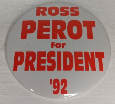 Ross Perot For President 1992 Political Campaign Button Lapel Pin | eBay