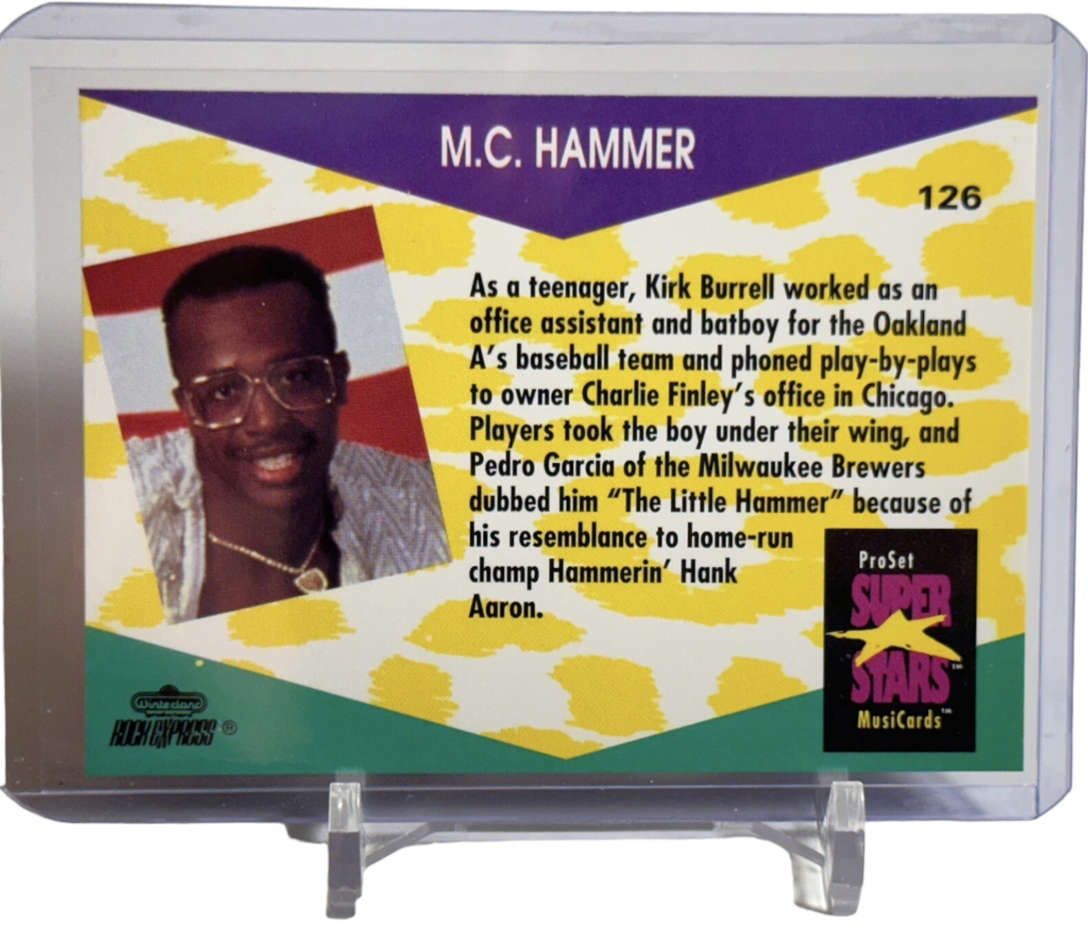 1991 Pro Set Super Stars MC Hammer Music Card #126 W/Top Loader Case ...