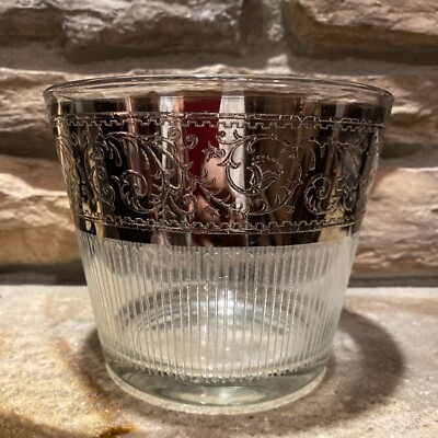 Beautiful Vintage Starlite Glass Silver Scroll Design Ice Bucket 5” | eBay