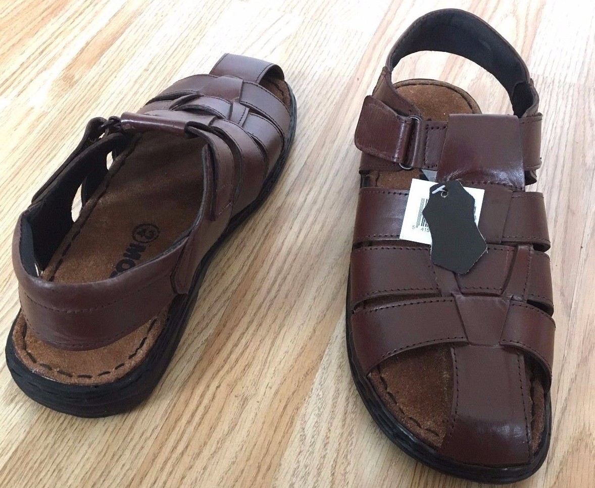 Men Brown Leather Sandal Mule Fisherman Gladiator Trekking Roma Hiking ...