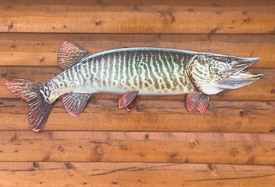 52” Tiger Muskie Fish Replica - Realistic Musky Metal Wall Mount ...