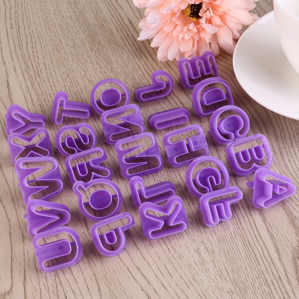 40 Pcs Plastic Alphabet Cookie Cutter Set Candy Mold Embossing Tool for ...