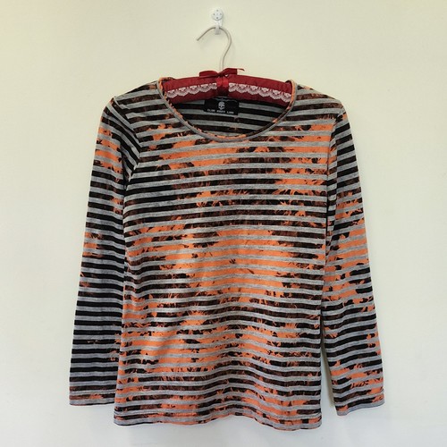 Vintage Y2K BLOOD STORM CLUB BODY LINE Striped Long Sleeve Top Visual ...