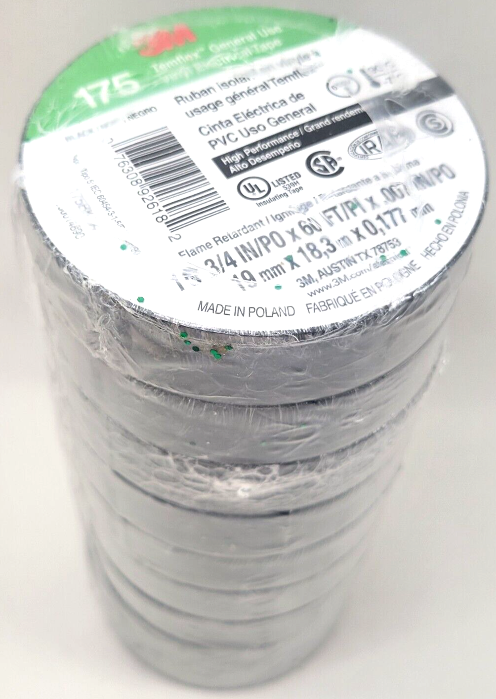 9 Rolls Temflex General Use Vinyl Tape 3M Electrical Tape, Black, PVC ...