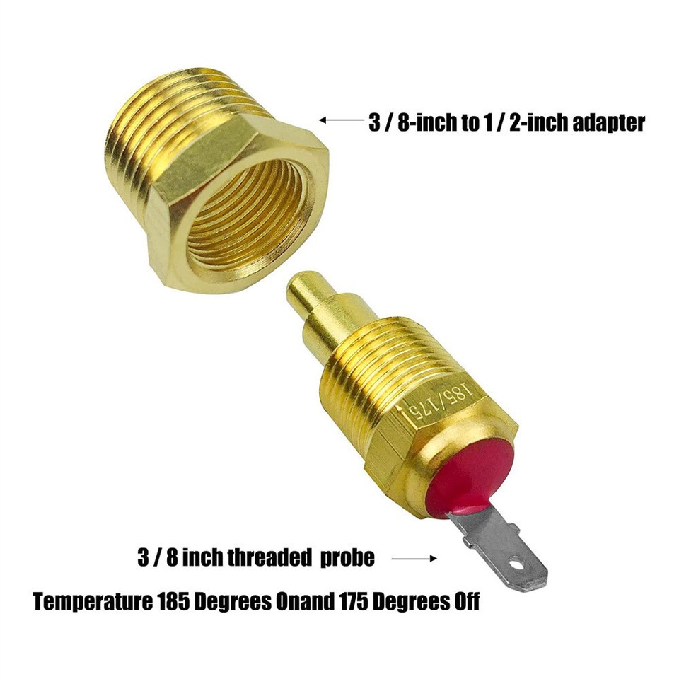 Dual Electric Fan Relay Kit with Thermostatic Sensor Switch 185 On 175 ...