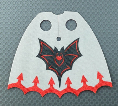 LEGO Minifigure Cloth Cape Light Bluish Gray Red Black Bat Scalloped ...