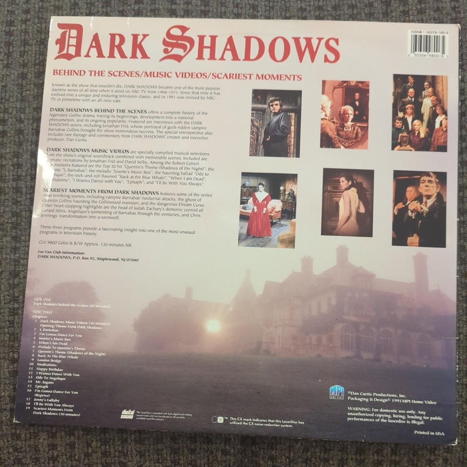 1991 Dark Shadows Video Laserdisc Behind The Scenes Music Videos ...