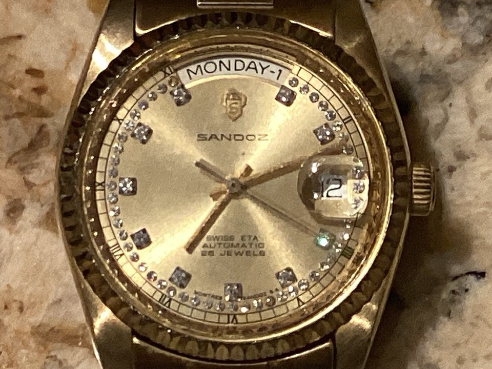 Sandoz Automatic 25Jewel Diamond Day date Swiss ETA Movement ...