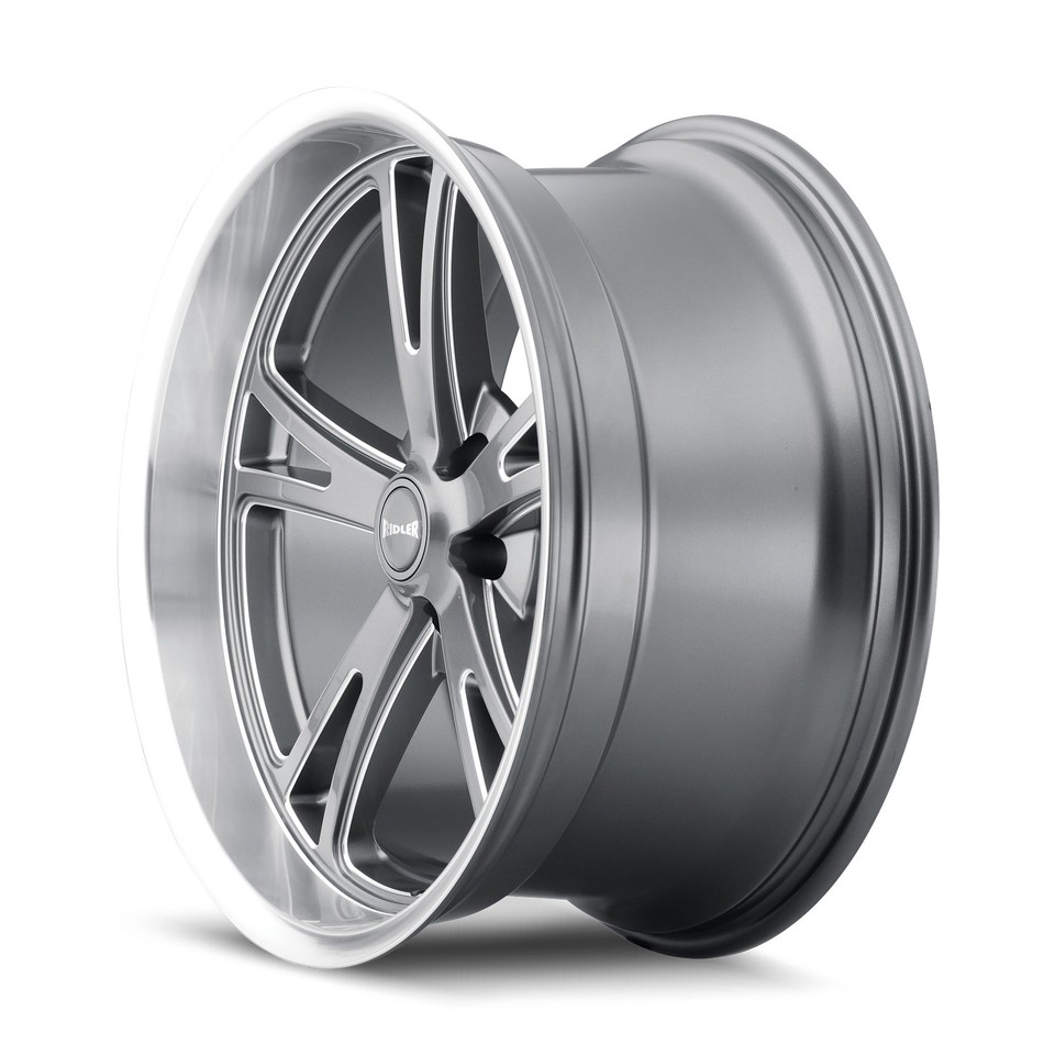 (Set-4) Ridler 606 18x9.5 + 18x8 Staggered 5x4.75 0mm Gray Wheels Rims ...