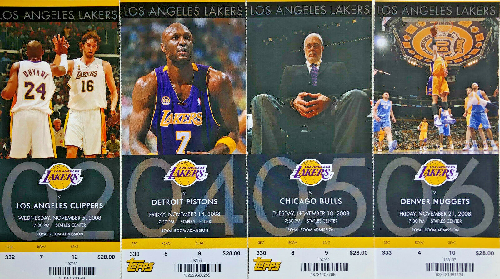 Vintage 2008-2009 Los Angeles Lakers Season Ticket Stubs - Kobe Bryant ...