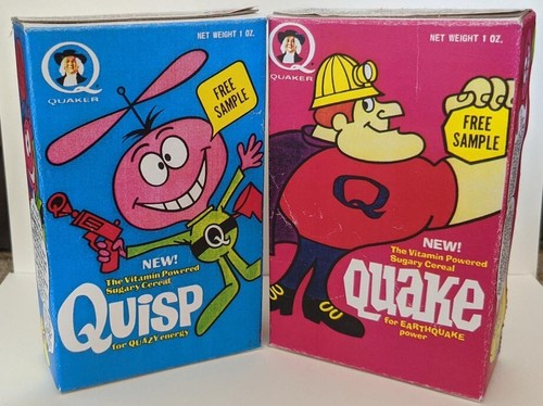 Quisp Cereal Box Quake Cereal Sample Box 1965 Reproduction also Frig ...