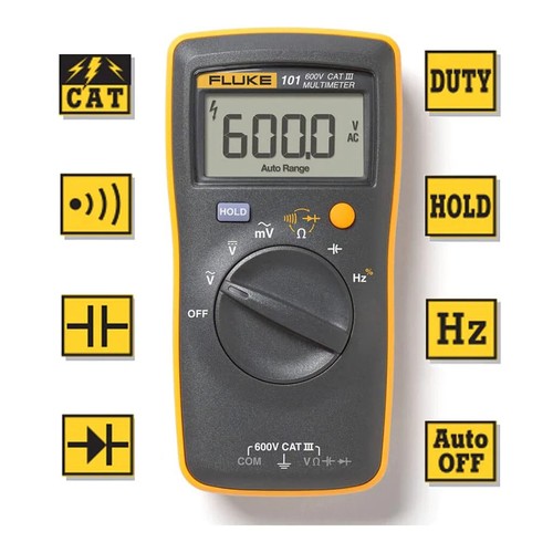FLUKE 101 Digital Multimeter AC DC Volt Tester Basic Meter + Free ...