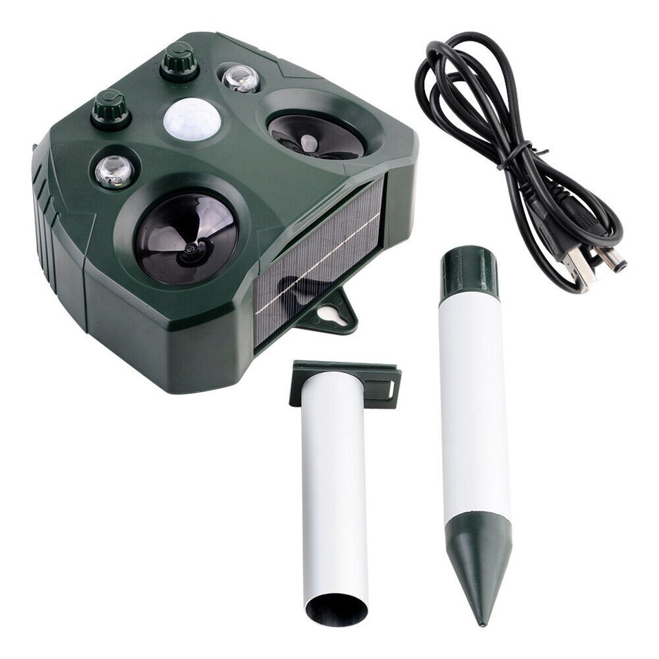 Solar Ultrasonic Bird Repellers Pest Control Scarer Deterrent Fox ...