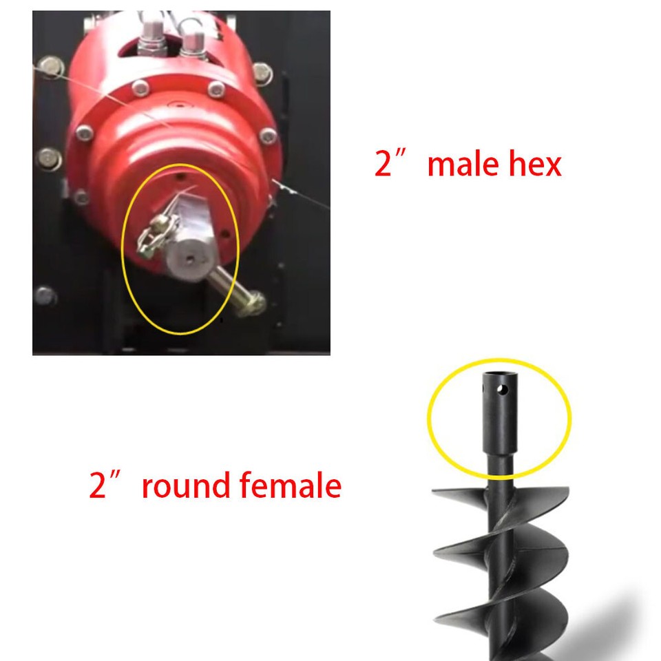 Auger Adapter Conversion 2 inch female Hex to 2" Male Round Auger Bit ...