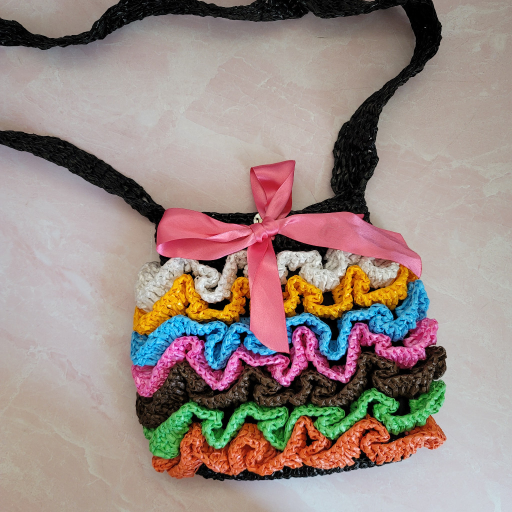 Y2k ruffle purse ruffle crossbody bag pink brown - Gem