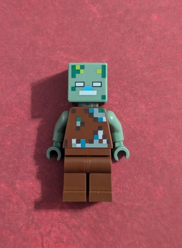 Lego Drowned Zombie Minecraft Minifigure - Green Square Head Minifig ...