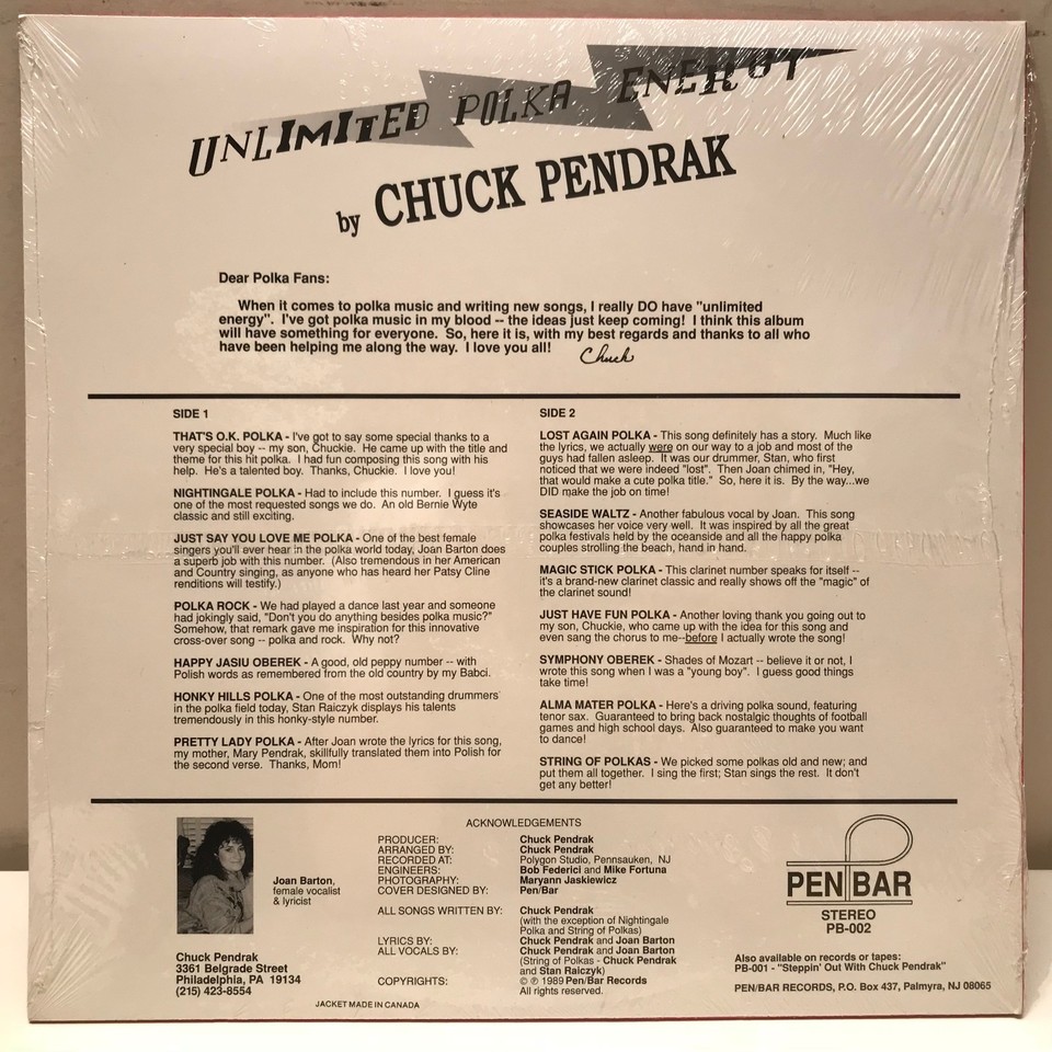 sealed! "Steppin' Out" with Chuck Pendrak & "Unlimited Polka Energy" LP ...