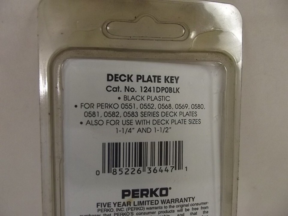 New Perko Deck Plate Key 1241 DP0 BLK For 1-1/4" & 1-1/2" Size | eBay