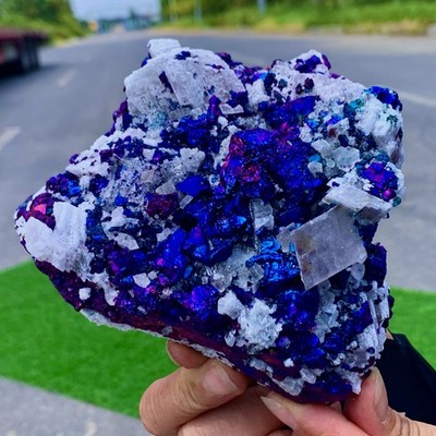 2.08LB Natural Colorful Bornite with calcite Raw Mineral crystal ...