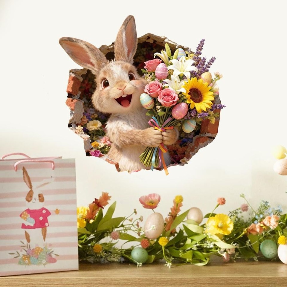 Easter Bunny Wall Stickers, Cute Easter Egg Window Sticker B4C2 | eBay UK