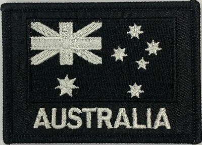 Black Australia Flag Patch, with hook & loop back NEW ! FREE POSTAGE ...