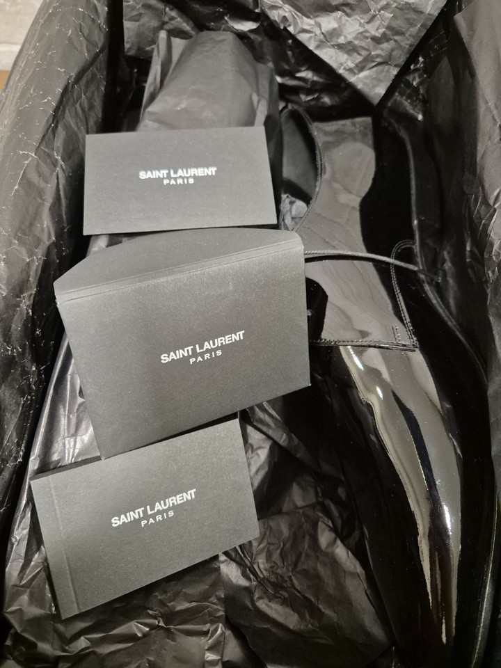 Authentic New Saint Laurent Paris YSL Noir Patent Leather Formal Shoes ...