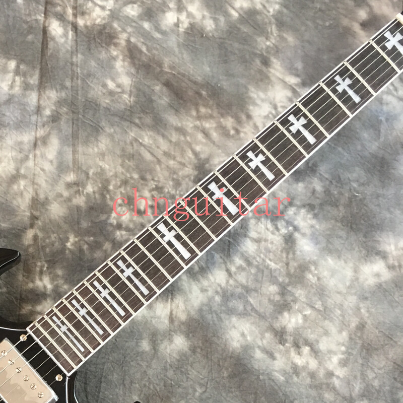 SG Electric Guitar Purple Cross Inlay Flame Maple Bone Nut Rosewood ...